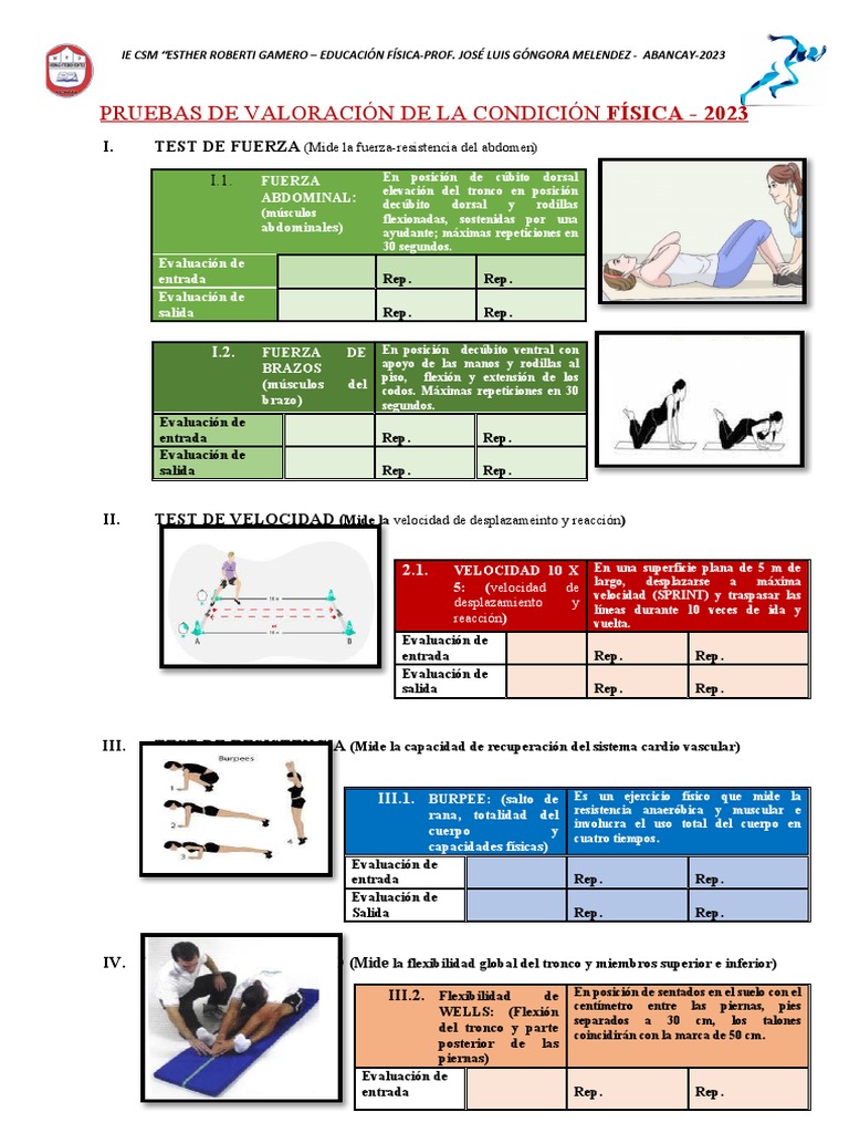 3° C Pruebas de Valoración de La Condición Física | PDF