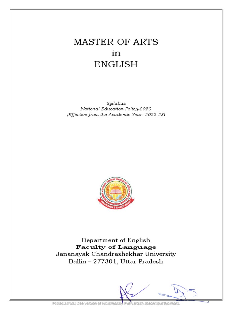 MA English Syllabus-2022-23 - 14102022 | PDF