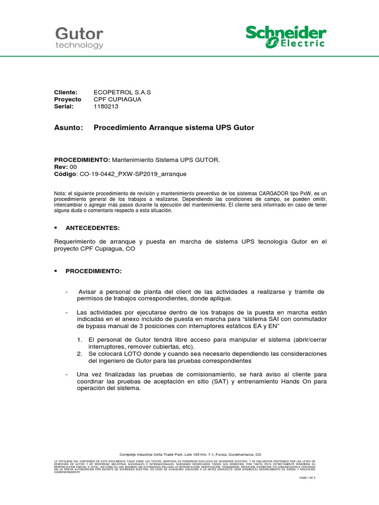 CO-19-0442 - UPS Procedimiento de Trabajo | PDF | Diodo emisor de luz ...