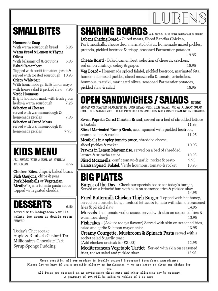 Food Menu | PDF | Coleslaw | Salad