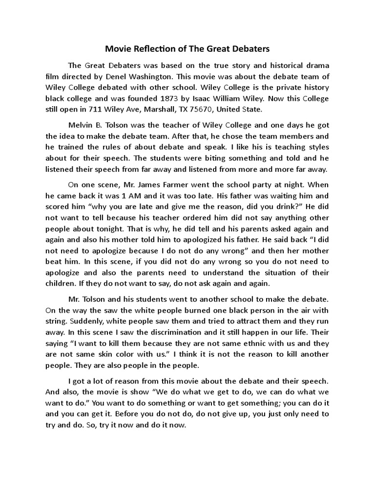 Reflection on The Great Debaters | PDF