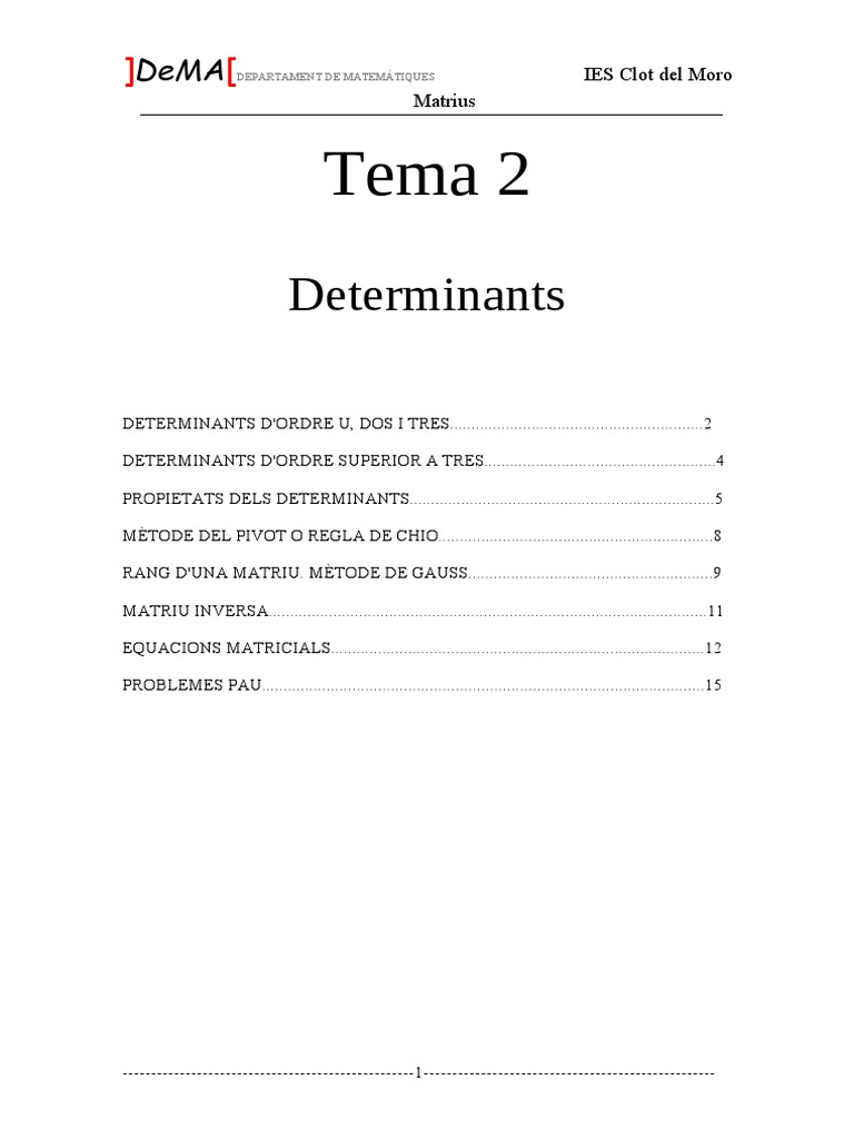2batx Tema02 Determinants | PDF