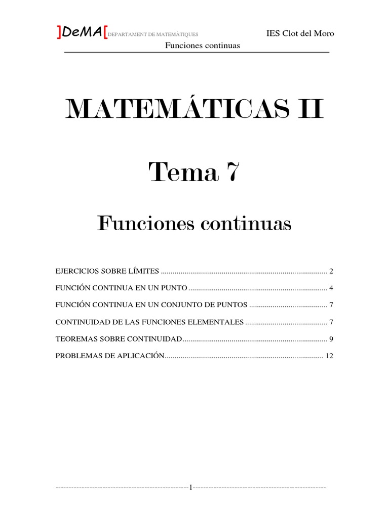2C Tema07 Funciones continuas | PDF | Intervalo (Matemáticas) | Función ...