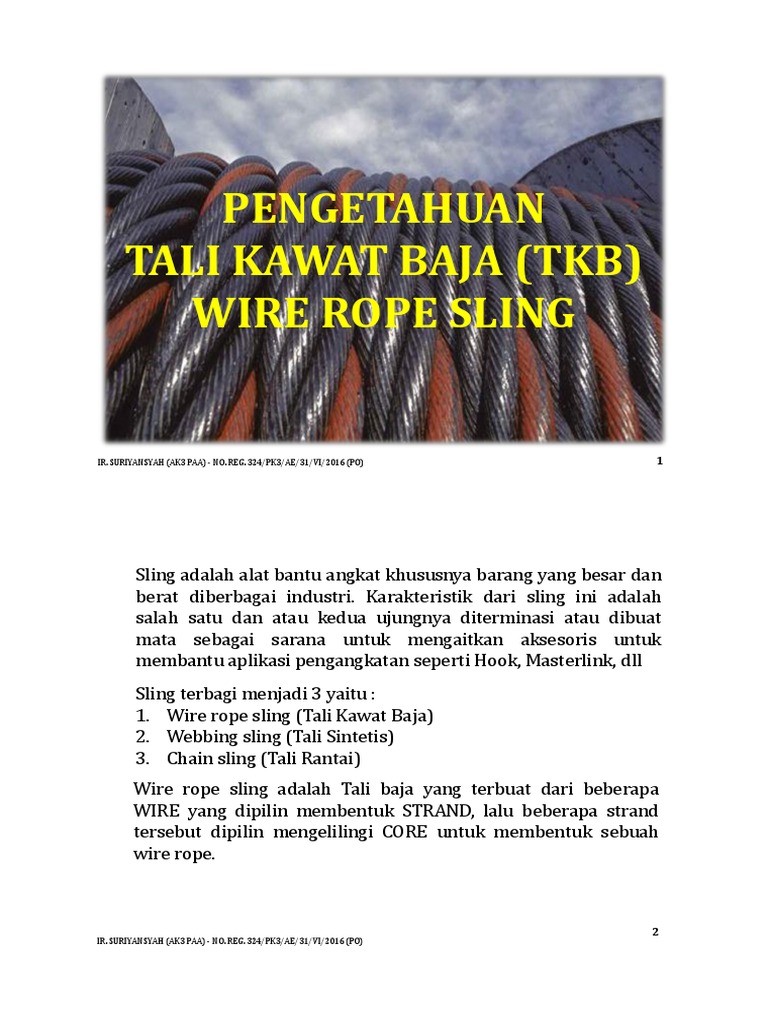 04 - Materi Tali Kawat Baja (TKB) Dan Alat Bantu Angkat | PDF