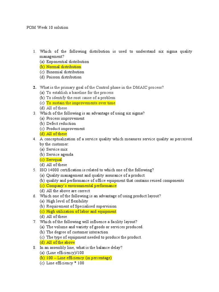 POM Week 10 Solution 2023 | PDF