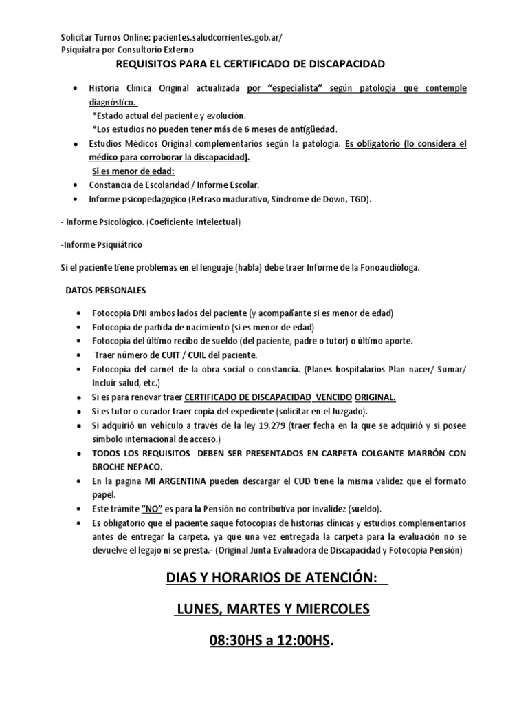 Requisitos para El Certificado de Discapacidad | PDF