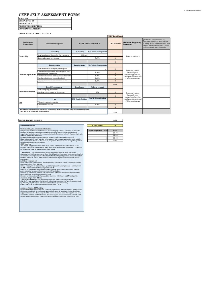 CEEP Self Assessment Form Guide | PDF | Procurement | Employment