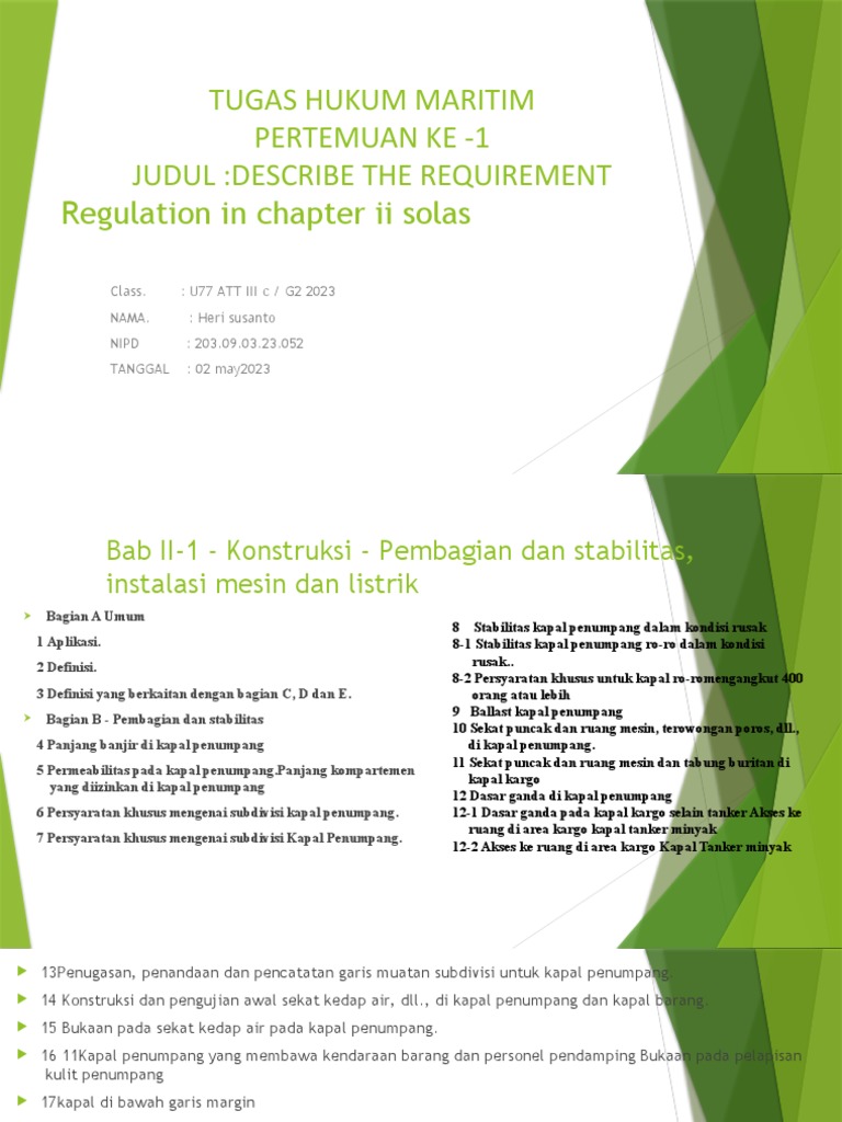 Regulasi SOLAS Bab II: Konstruksi dan Stabilitas Kapal | PDF