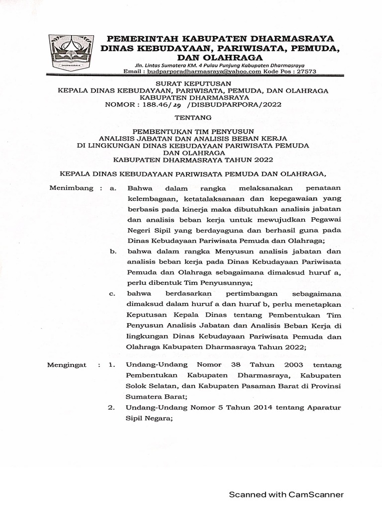 SK Anjab Abk Disbudparpora 2022 | PDF