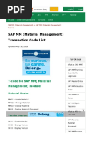 SAP Inventory Management Tcodes | PDF | Inventory | Information Science