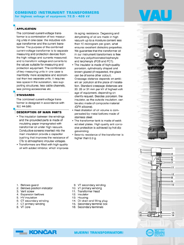 HV Combined Transformer Type Vau | PDF
