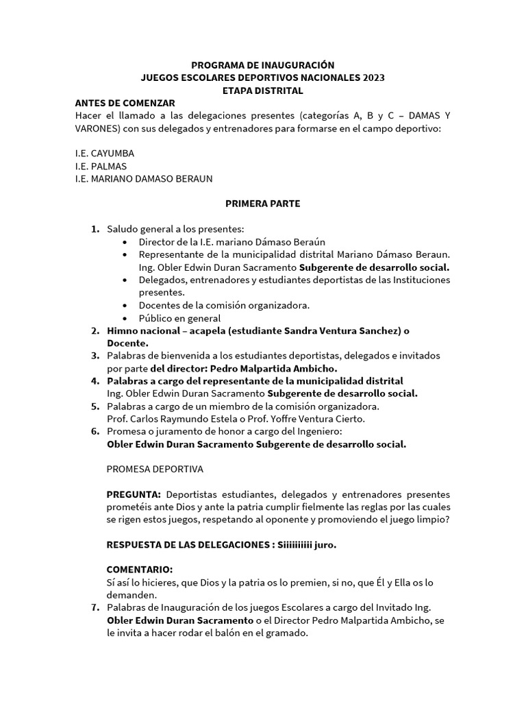 Programa de Inauguración | PDF