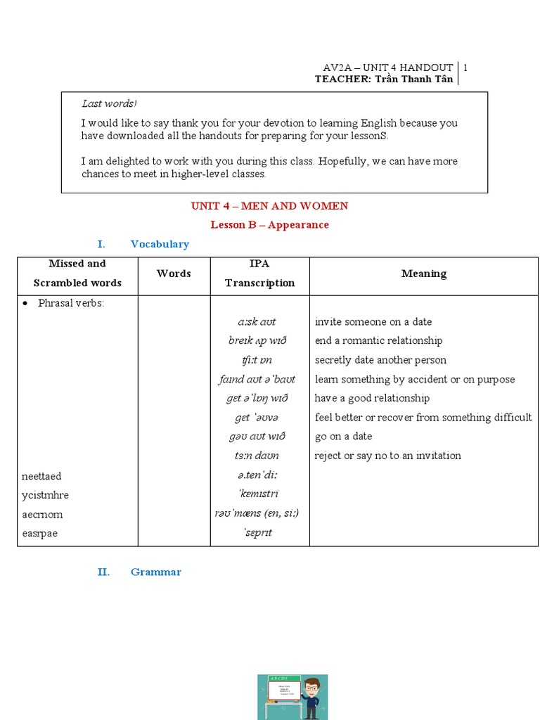 Handout - Unit 4 - Lesson B | PDF | Languages | Foreign Language Studies