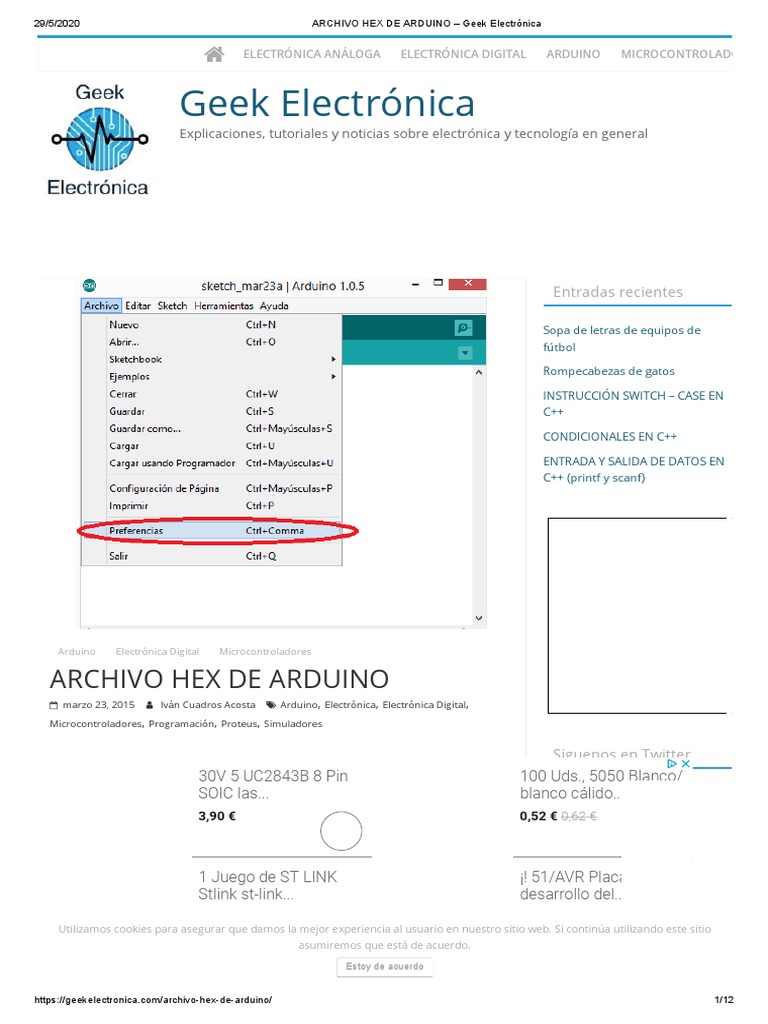 Archivo HEX de Arduino: Guía Completa | PDF | Arduino | Archivo de computadora