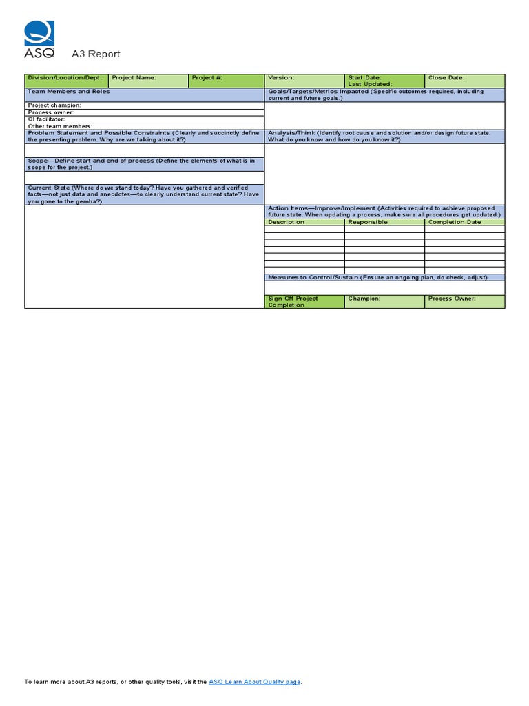 A3 Report Template | PDF | Business
