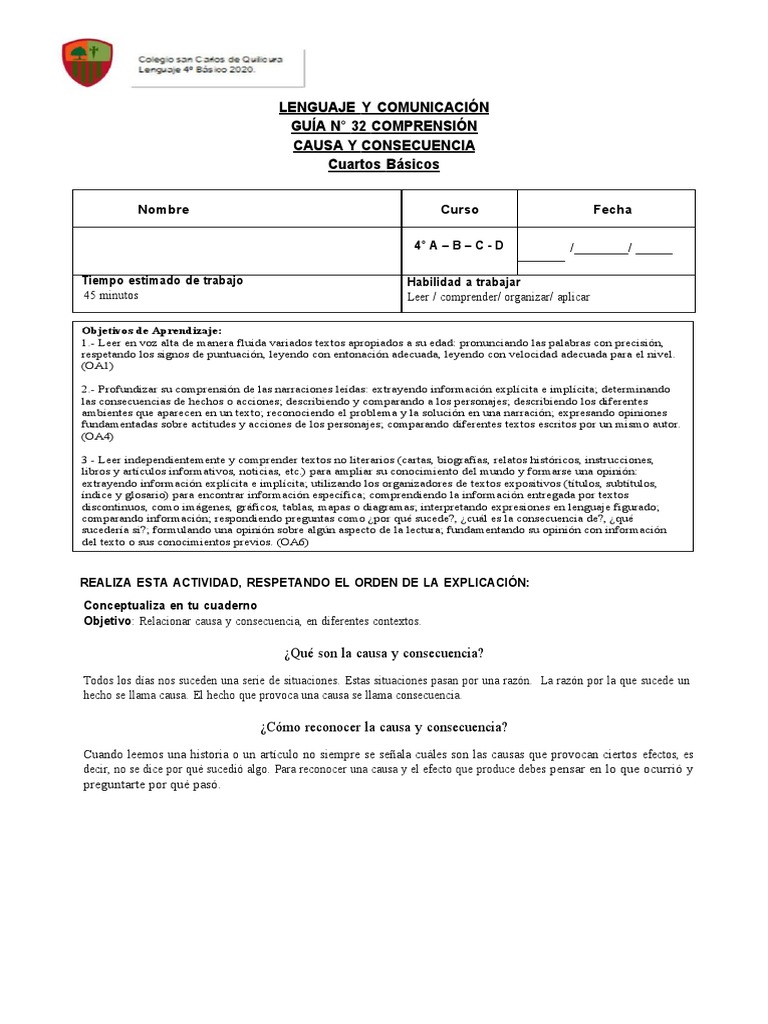 L4 Semana 15 Actividad 1. CAUSA Y CONCECUENCIA | PDF | Narración ...