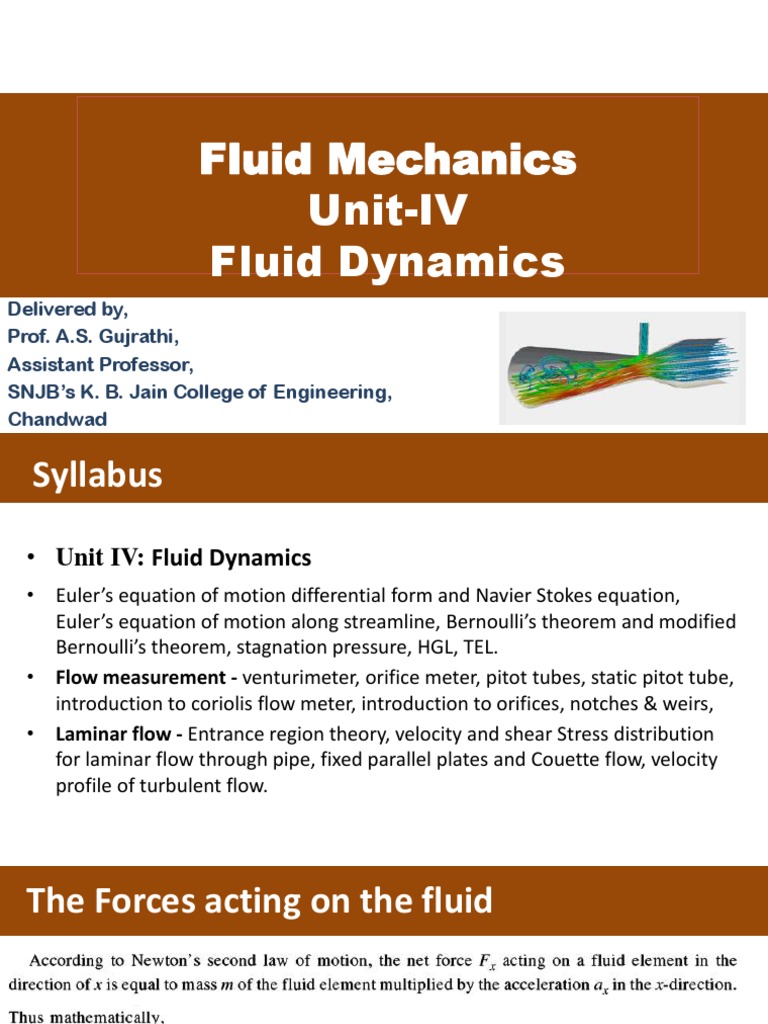 Unit 4 Fluid Dynamics | Download Free PDF | Fluid Dynamics | Fluid Mechanics