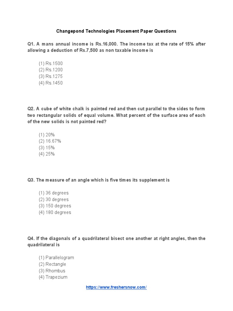 Changepond Placement Paper | PDF | Teaching Methods & Materials