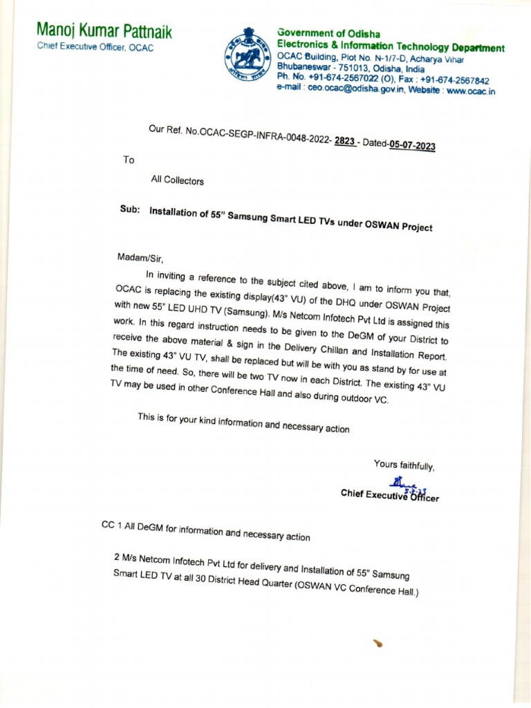 Letter From CEO To All Collectors For New Samsung TV | PDF
