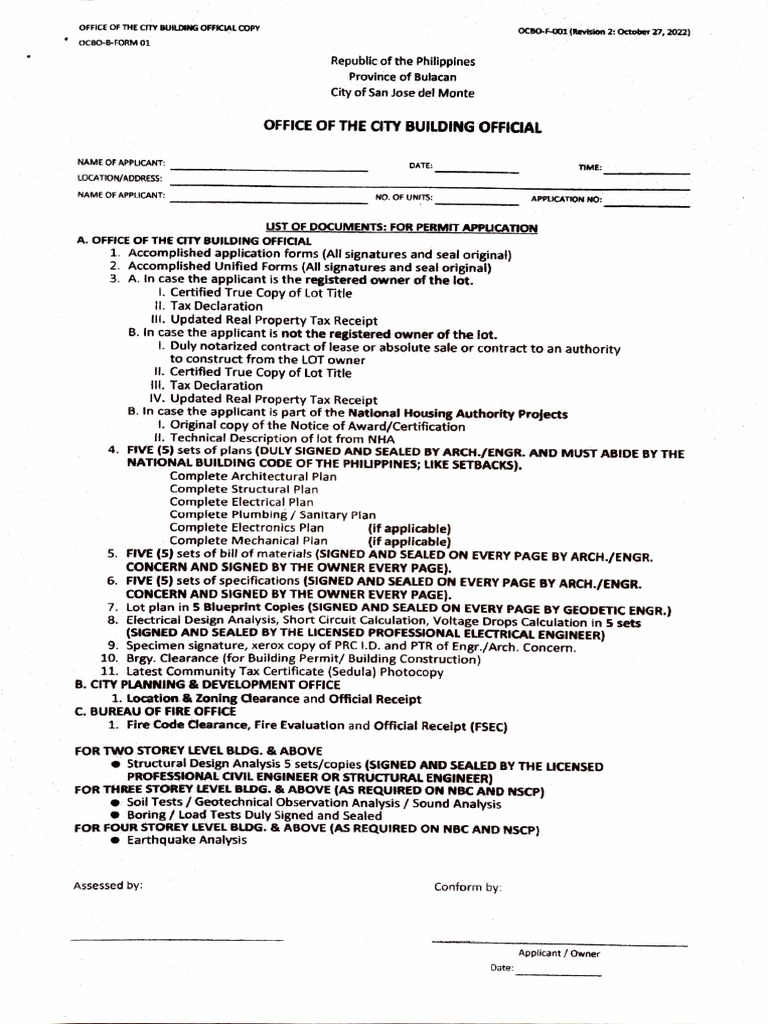 Building Permit Application Form | PDF | Architect | Specification (Technical Standard)