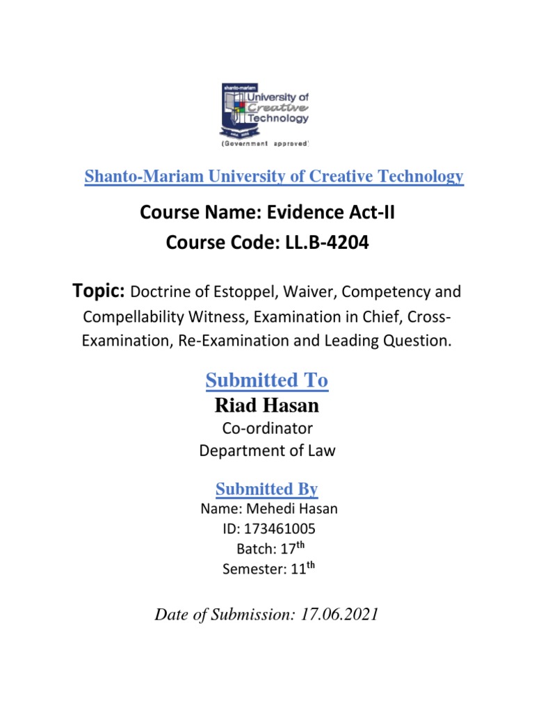 Doctrine Of Estoppel Pdf Estoppel Magistrate
