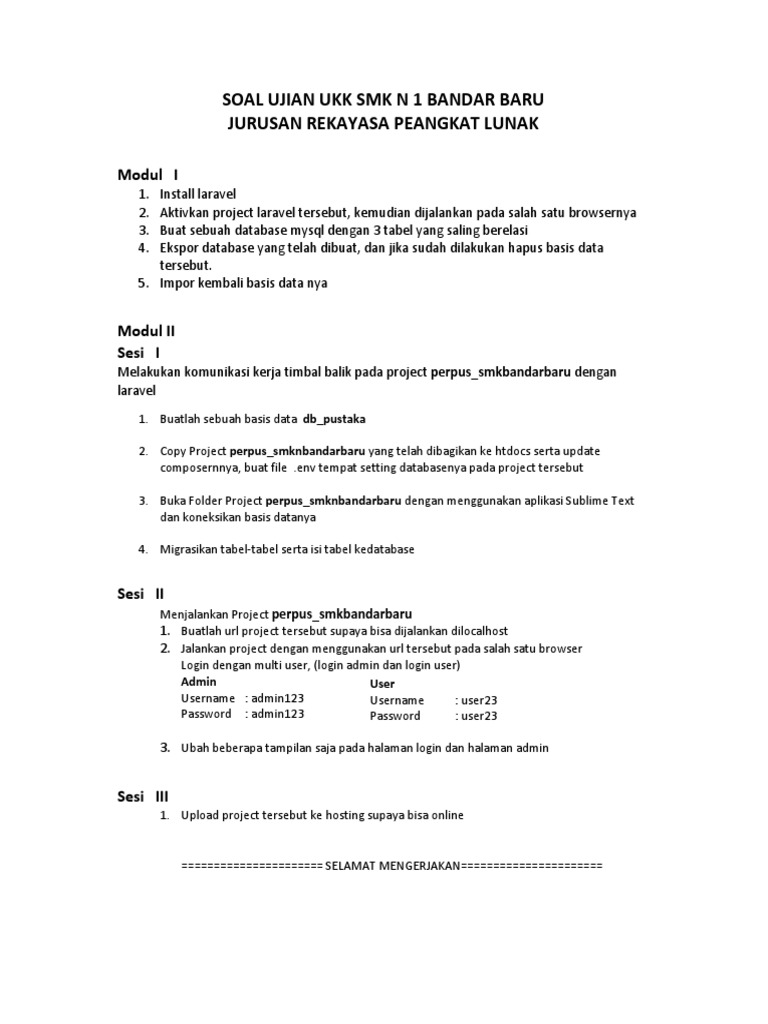 Soal Ukk RPL 2022 | PDF