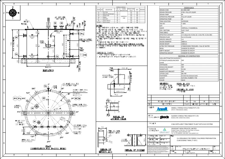 G.A. Drawing For FERRIC CHLORIDE Preparation Cum Dosing Tank (T-1001 ...