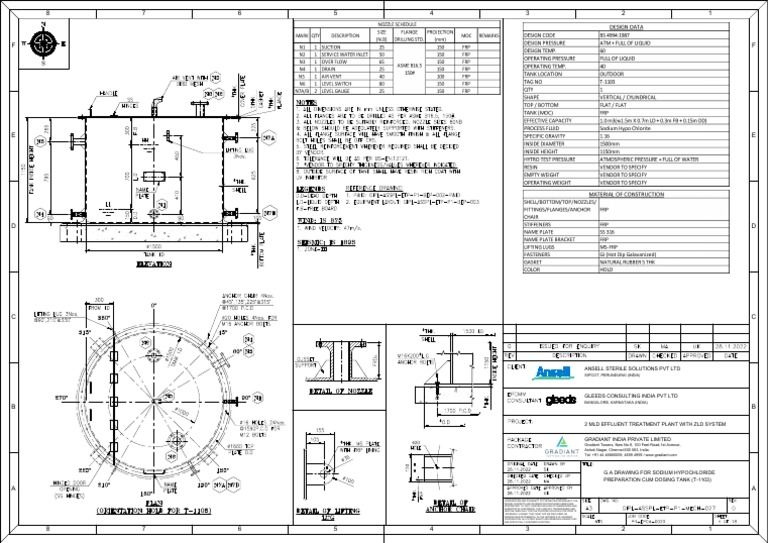 G.A. Drawing For SODIUM HYPOCHLORITE PREPARATION CUM Dosing Tank (T ...