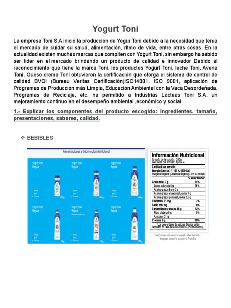 Yogurt Toni 1 | PDF | Yogur | Dieta