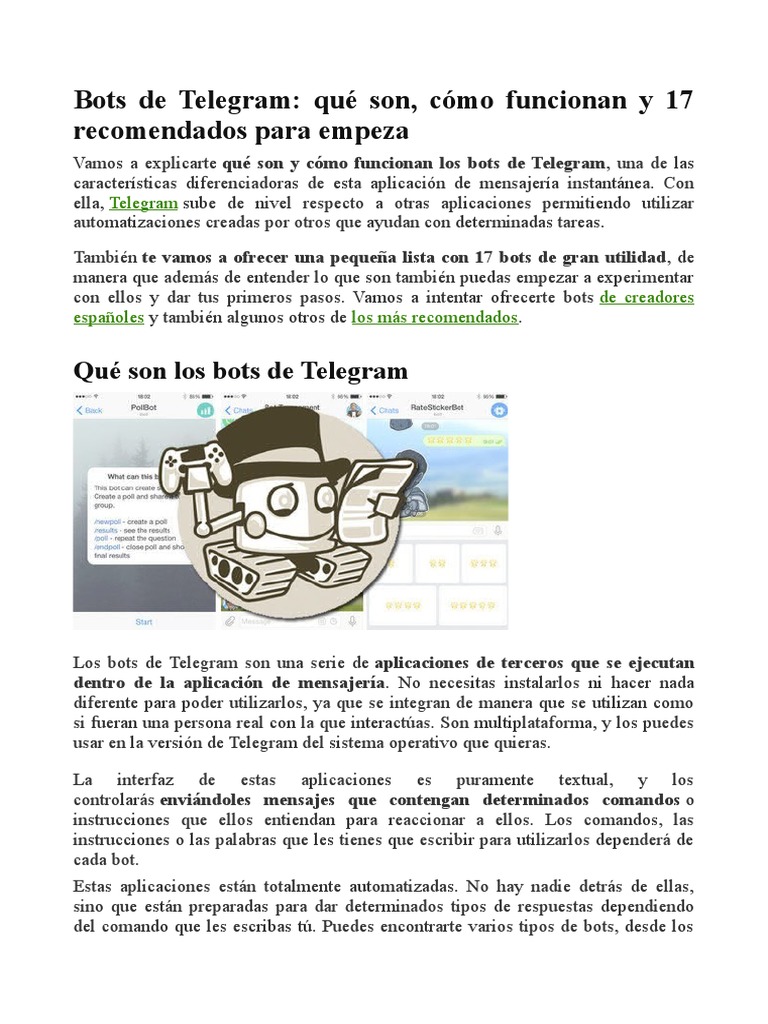 Bots Telegram | Descargar gratis PDF | Internet Bot | Software de la ...