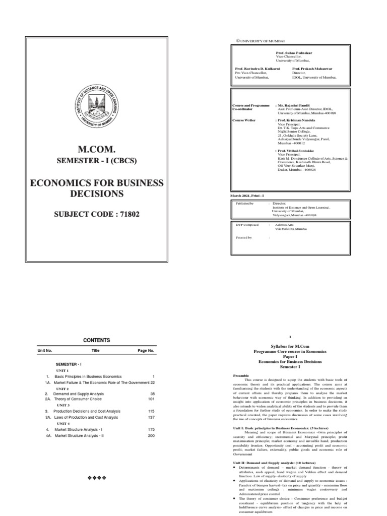 Economic For Business MCOM | PDF | Monopoly | Economics