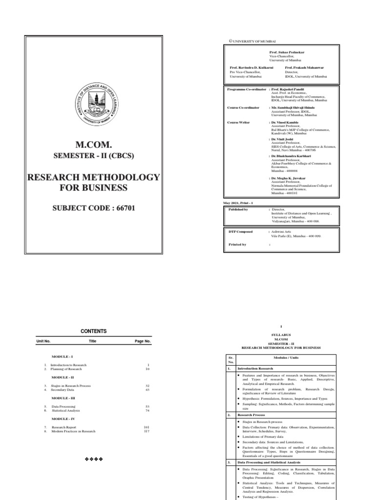 Research Methodology Mcom | PDF | Statistics | Theory