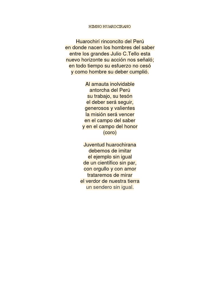 Himno Huarocirano | PDF