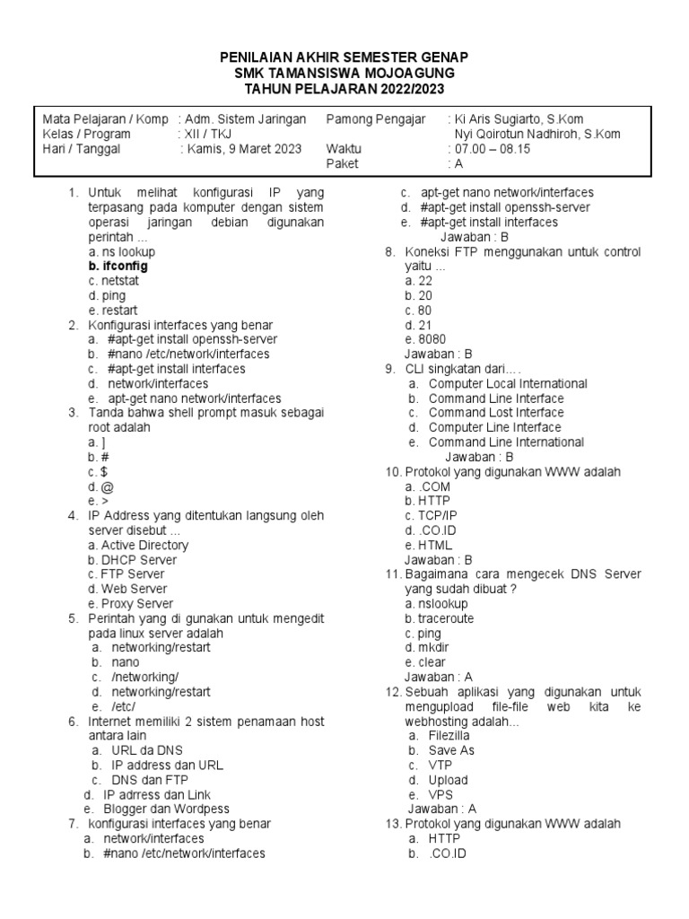 Soal Uas Asj Xii | PDF