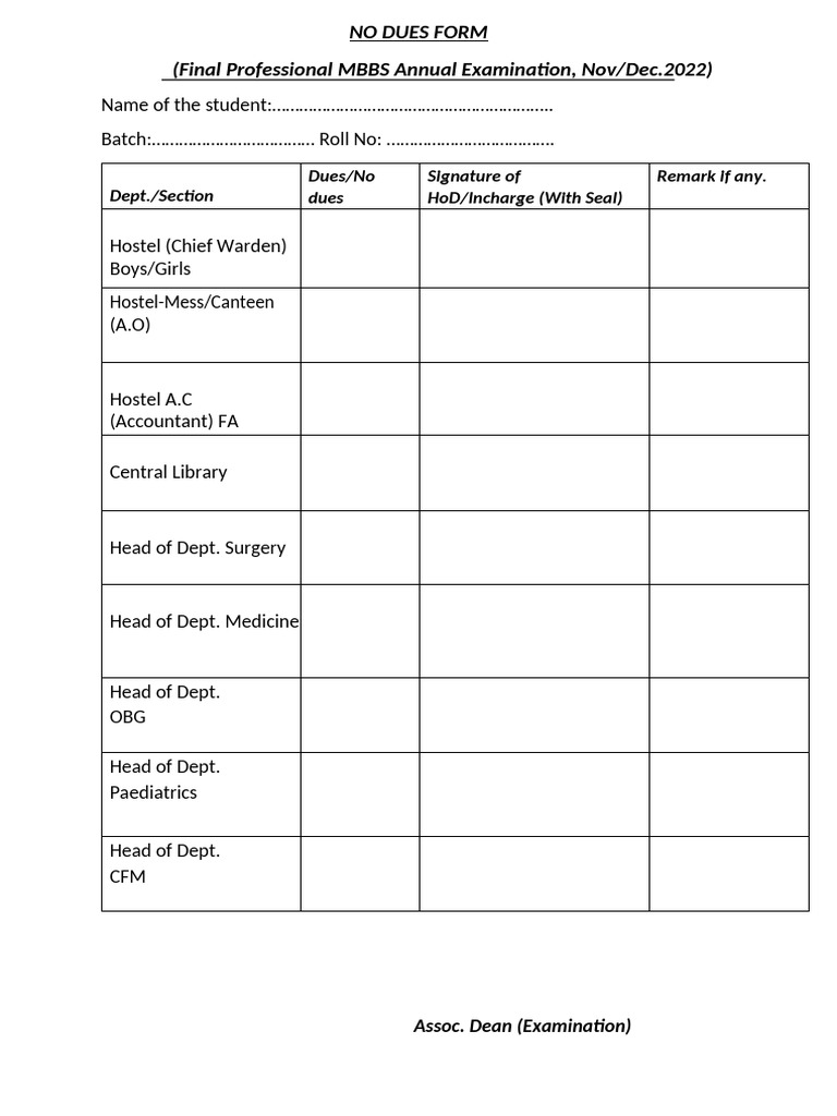 No Dues Final Prof. | PDF