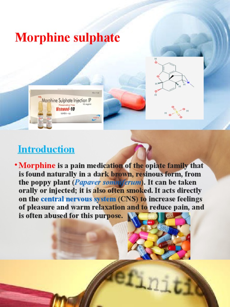 Drug Presentation On Morphine Sulphate | PDF | Morphine | Opioid