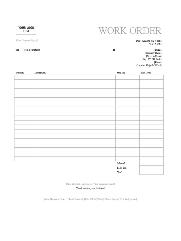 Work Order | PDF
