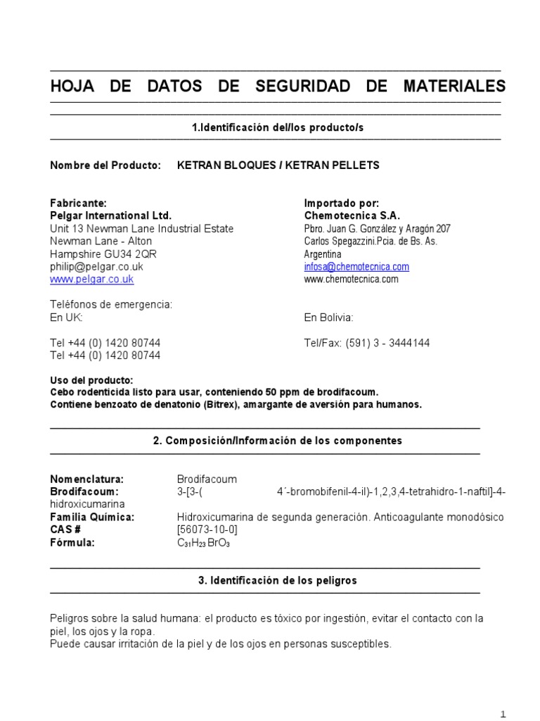 Ketran - Hoja Seguridad | PDF | Agua | Especialidades Medicas