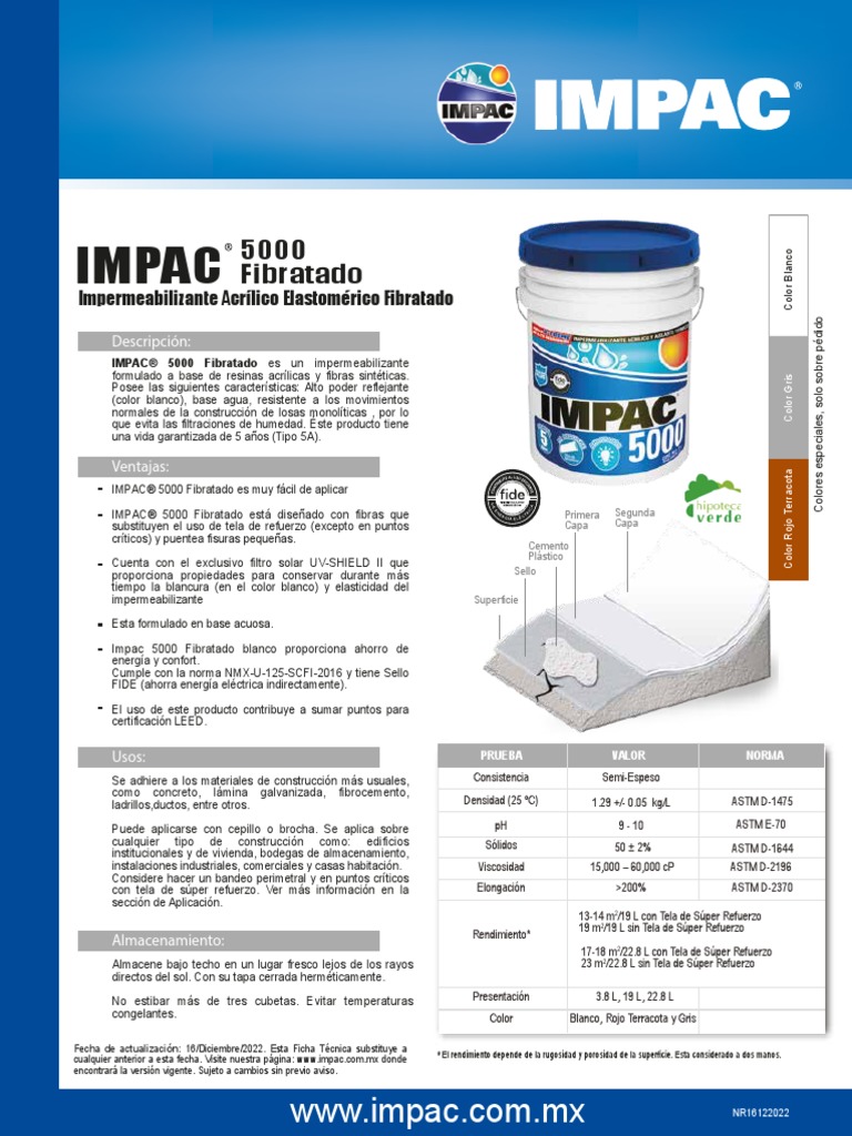 Impac 5000 Fibratado | PDF | Agua | Hormigón