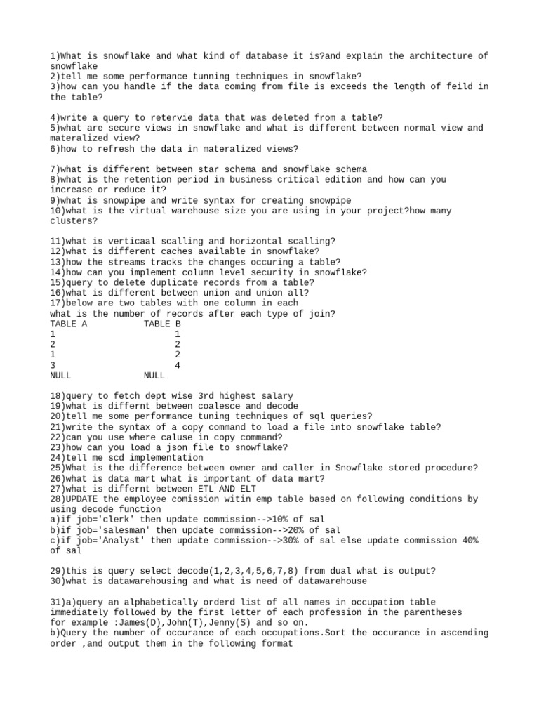 Interview Questions | Download Free PDF | Table (Database) | Data Management