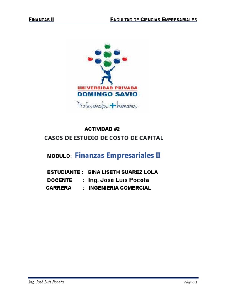 Cálculo del Costo de Capital Empresarial | PDF | Compartir (Finanzas ...