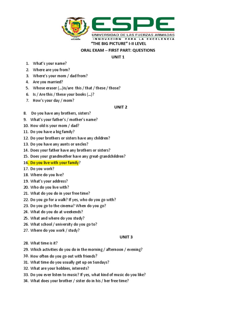 A2 Speaking Questions | PDF | Lunch