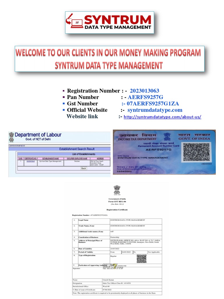 Syntrum Data Type Management Rajesh Kumar. | PDF | Receipt | Memorandum ...