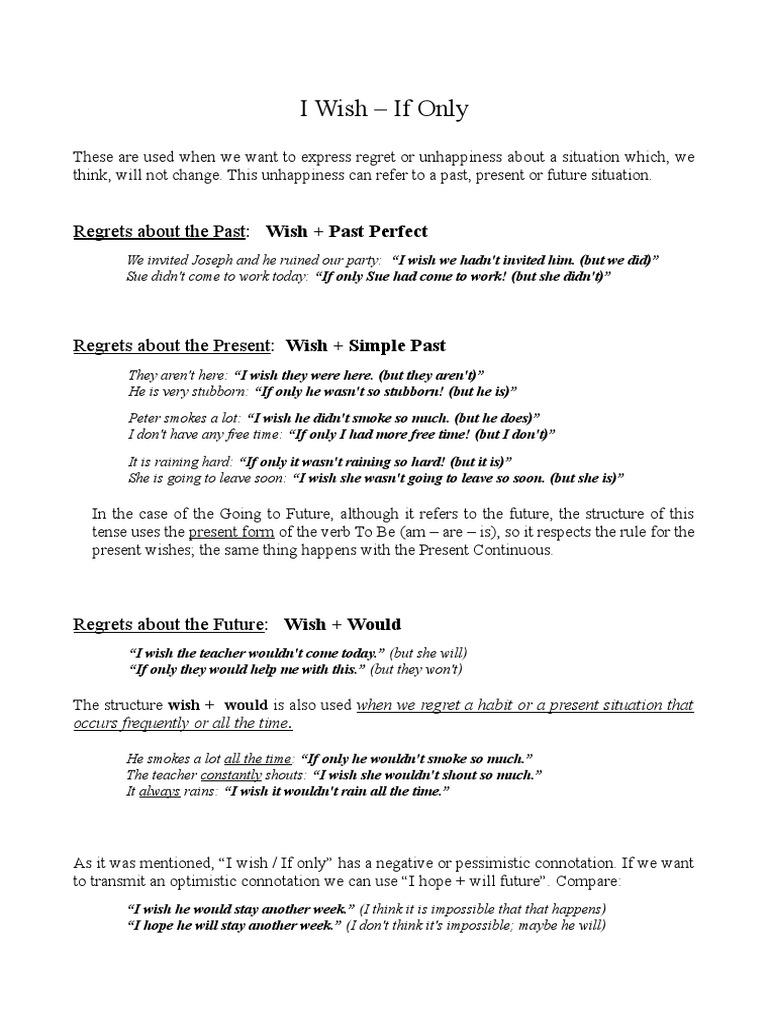 Theory - I Wish - If Only | PDF