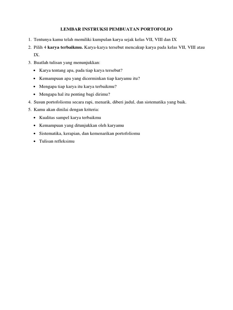 Instrumen Portofolio | PDF | Karier & Perkembangan