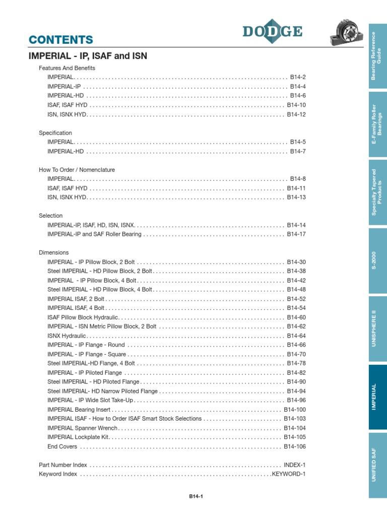 Catalogo Dodge Designacion de Chumaceras Isn | PDF | Bearing (Mechanical) | Screw
