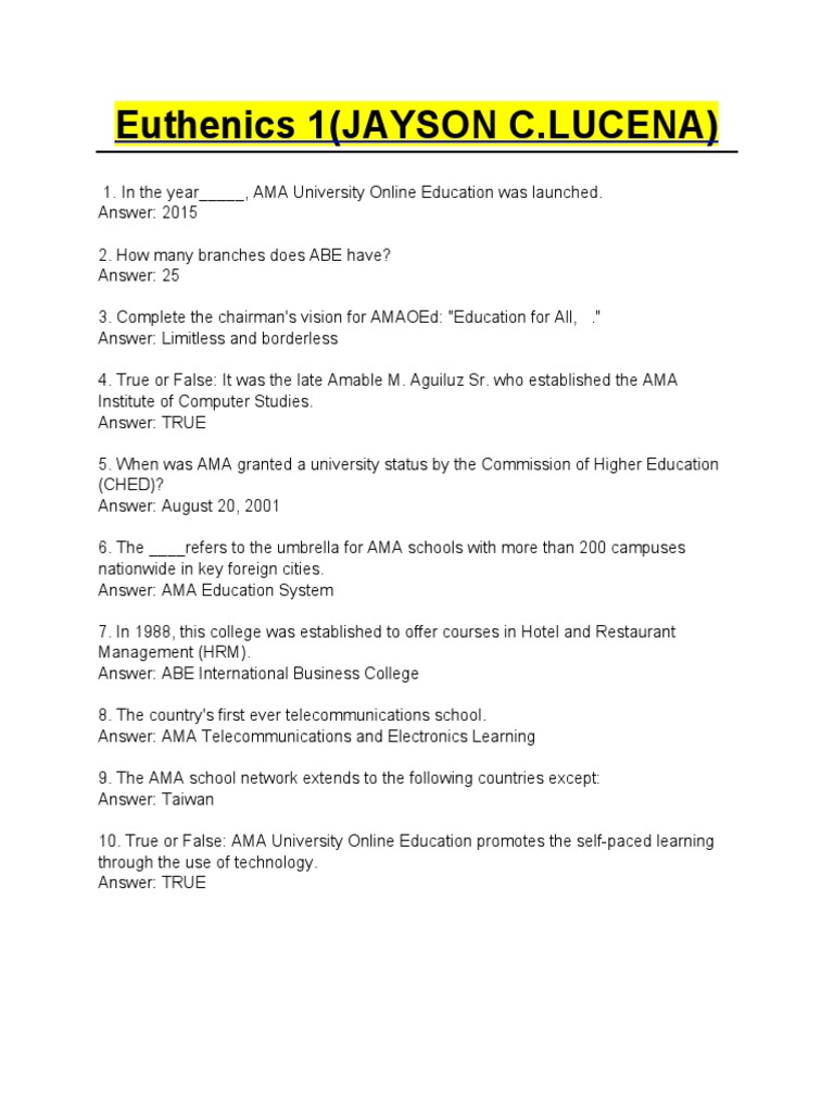 Euthenics 1 All in Source by Jayson C. Lucena | PDF
