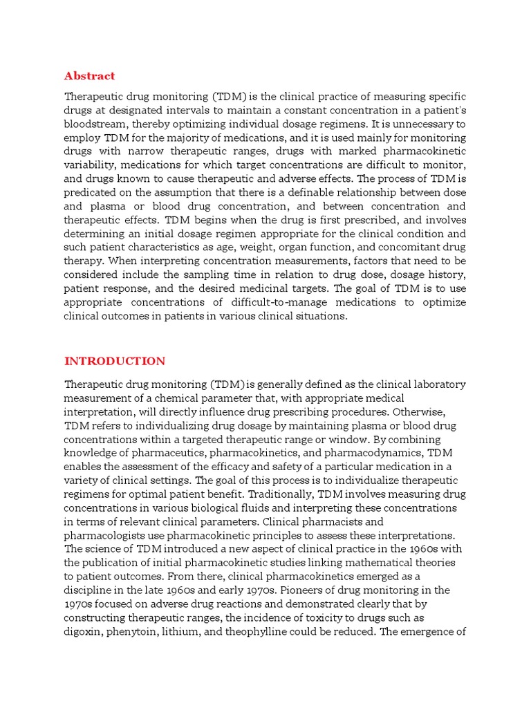 TDM Pharmacy Practice Project | PDF | Chemistry | Dose (Biochemistry)