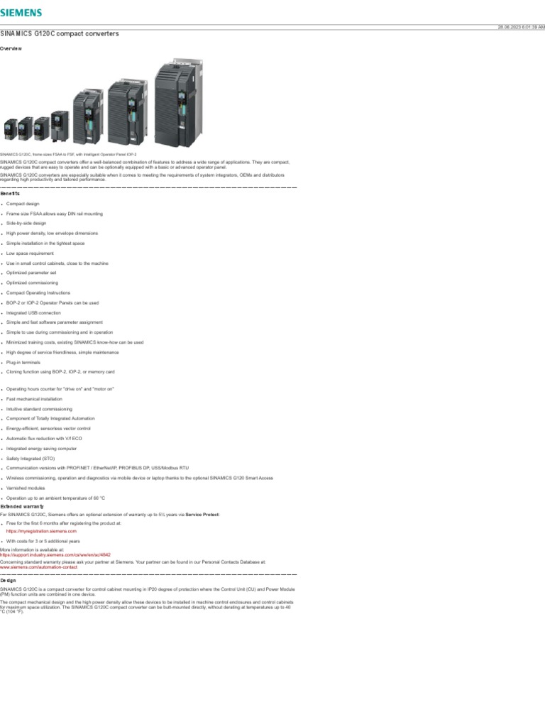 SINAMICS G120C Compact Converters - Siemens WW | PDF | Power ...