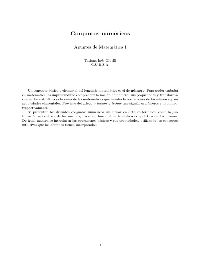 Conjuntos numéricos y operaciones básicas | PDF | Sustracción ...